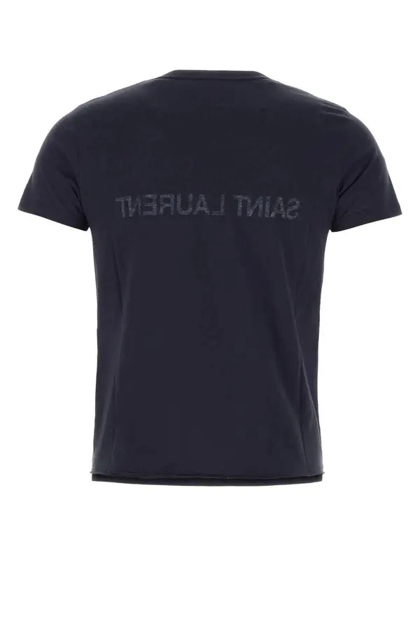 Saint Laurent Navy Cotton T-shirt - Blue
