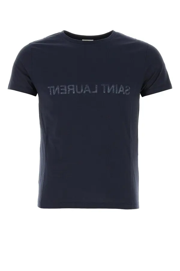 Saint Laurent Navy Cotton T-shirt - Blue