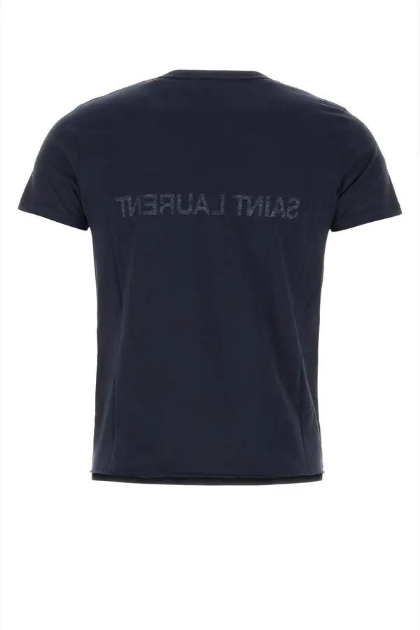 Saint Laurent Navy Cotton T-shirt - Blue