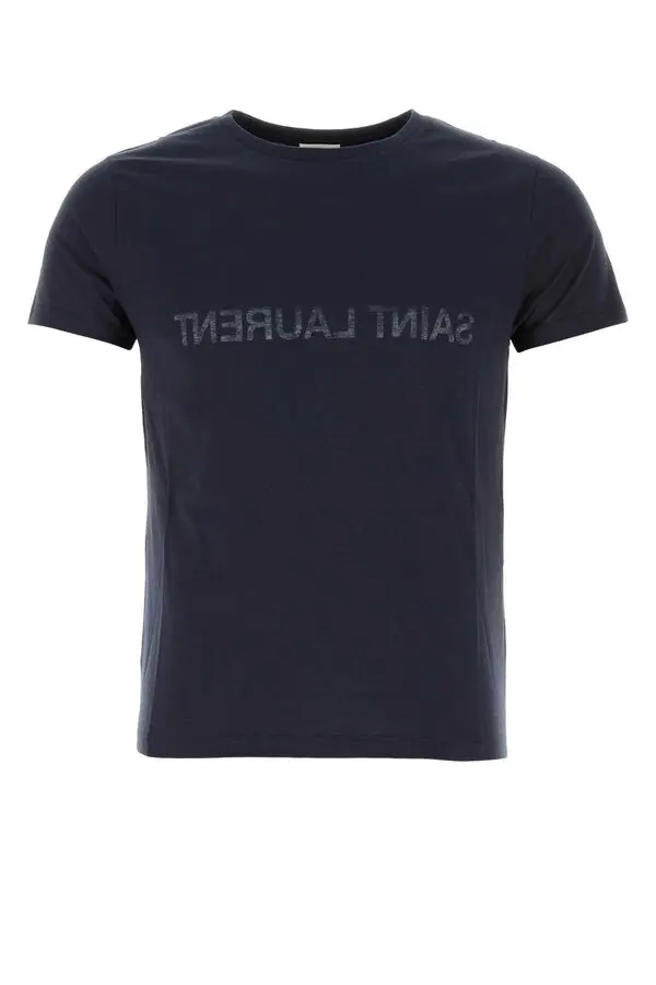 Saint Laurent Navy Cotton T-shirt - Blue