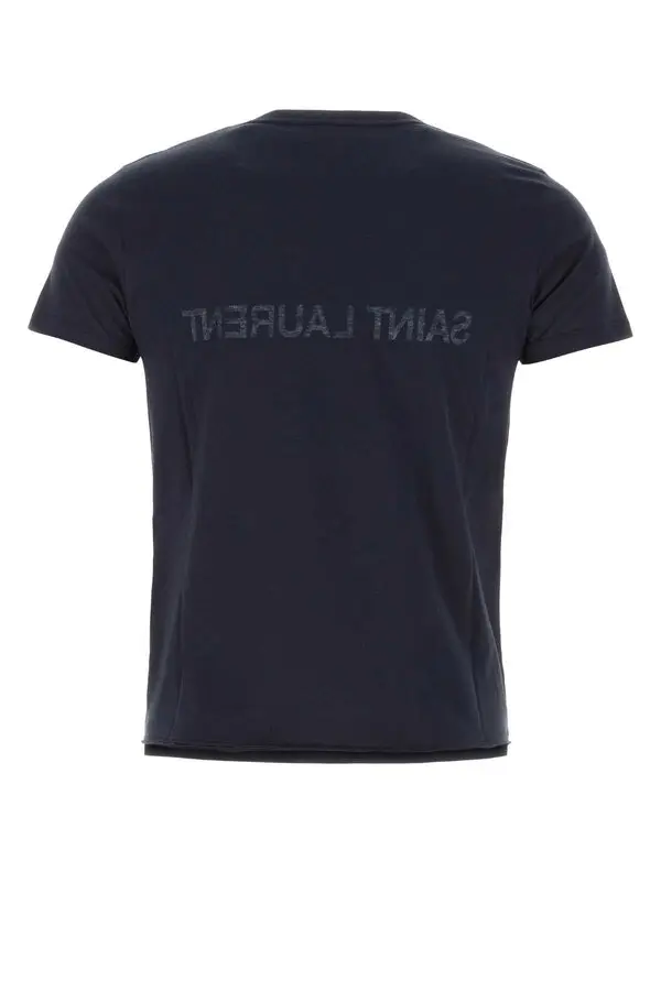 Saint Laurent Navy Cotton T-shirt - Blue