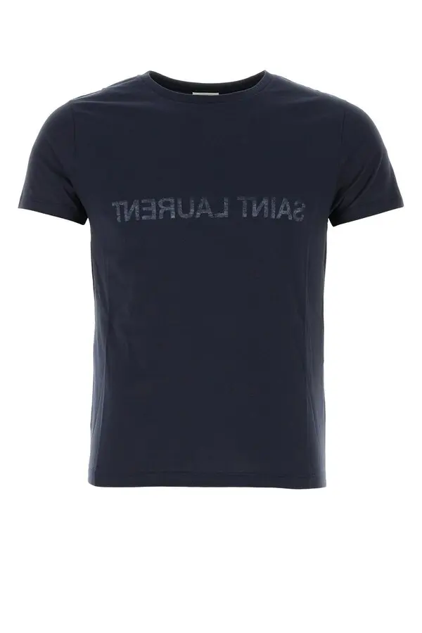 Saint Laurent Navy Cotton T-shirt - Blue