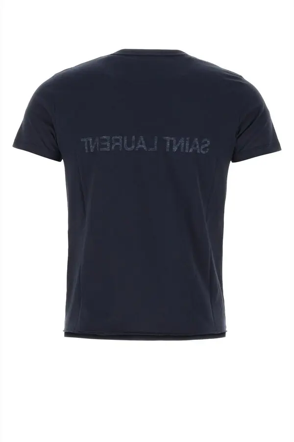 Saint Laurent Navy Cotton T-shirt - Blue