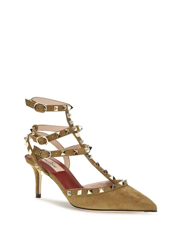 Valentino Garavani Rockstud Suede Pumps - Cream