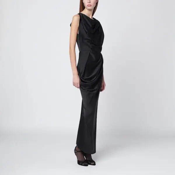 VIVIENNE WESTWOOD Long Satin Draped Dress - Black