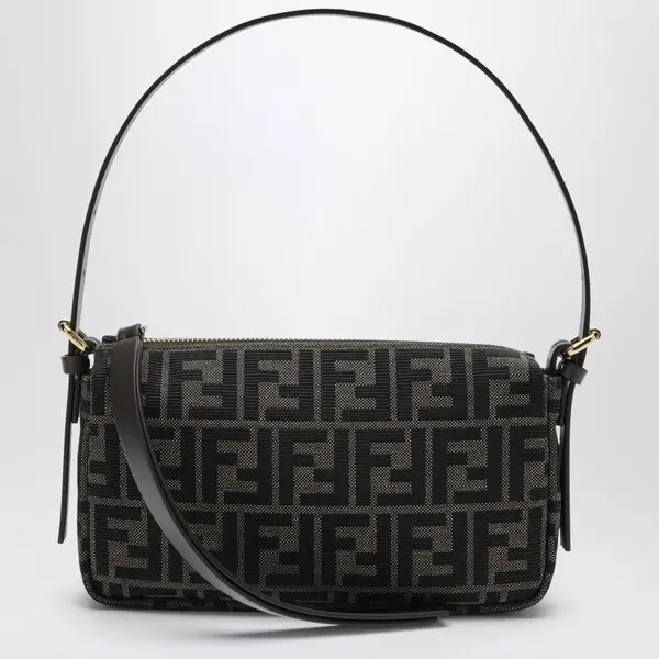 Fendi Zip Top Small Bag In Ff Zucca Jacquard Fabric - Brown