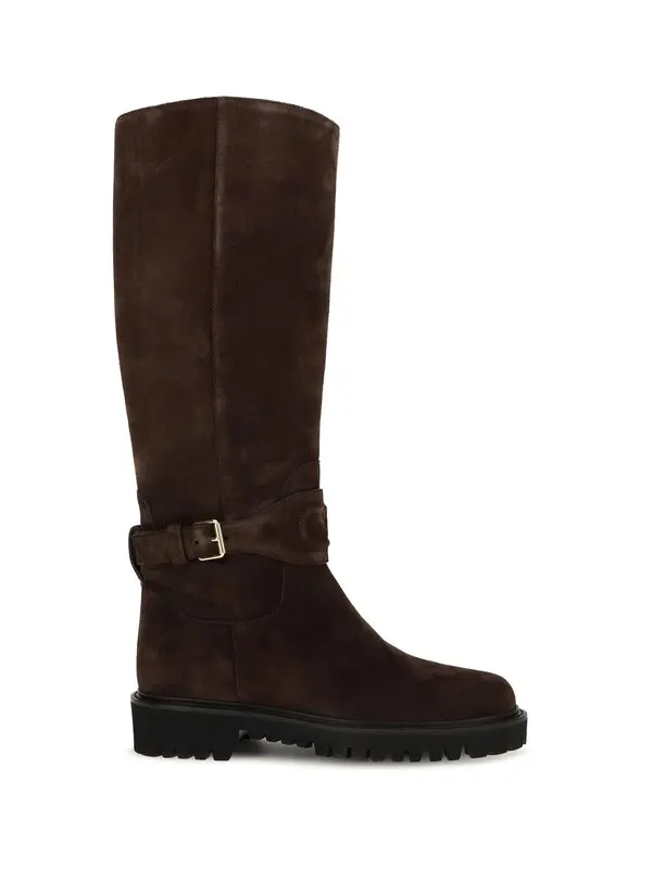 Valentino Garavani Vlogo Signature Suede High Boots - Brown