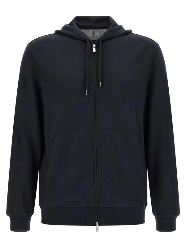 Brunello Cucinelli Cashmere And Silk Hoodie - Blue