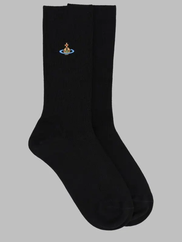 VIVIENNE WESTWOOD Calzini Ribbed Crew Con Orb - Black