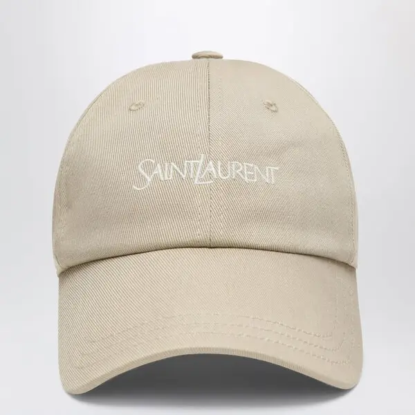 Saint Laurent Cotton Gabardine Baseball Cap - Cream