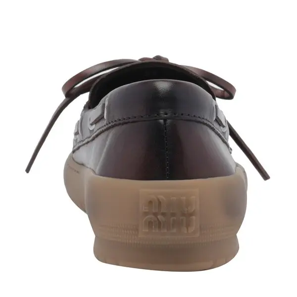 Miu Miu Logo Loafers - Brown