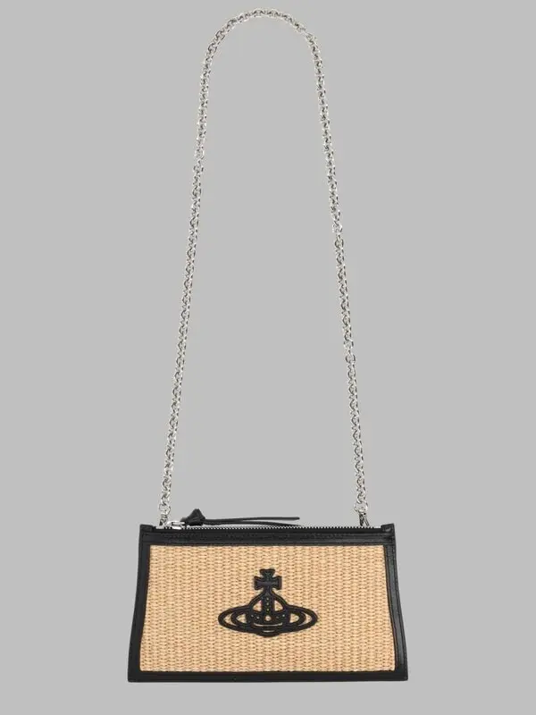 VIVIENNE WESTWOOD Borsa Clutch Flat Small Intrecciata - Cream
