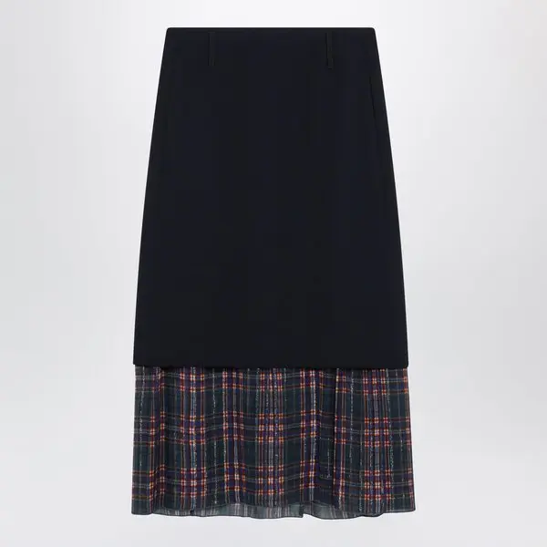 Dries Van Noten Midi Skirt With Check Insert - Blue