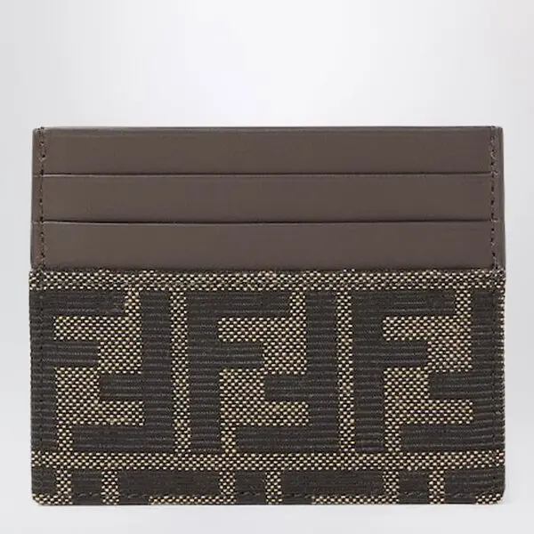 Fendi Ff Zucca Jacquard And Leather Card Holder