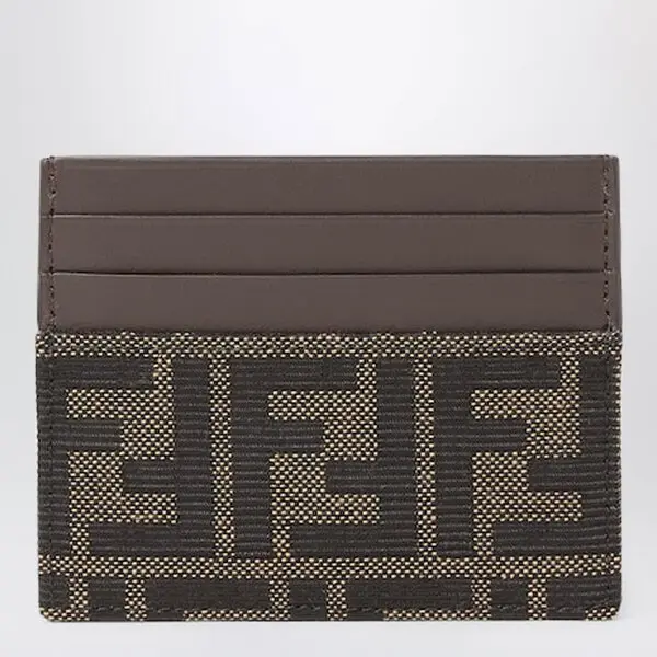 Fendi Ff Zucca Jacquard And Leather Card Holder - Brown