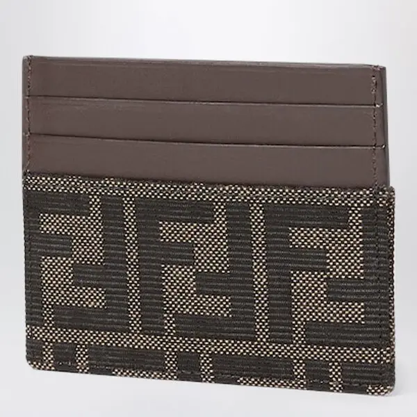 Fendi Ff Zucca Jacquard And Leather Card Holder - Brown