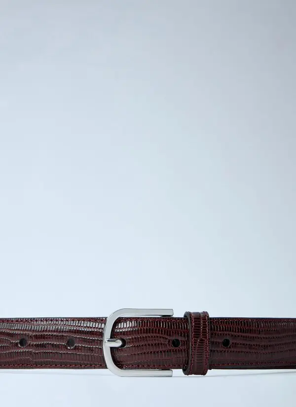 TOTEME Slim Lizard-embossed Belt - Brown