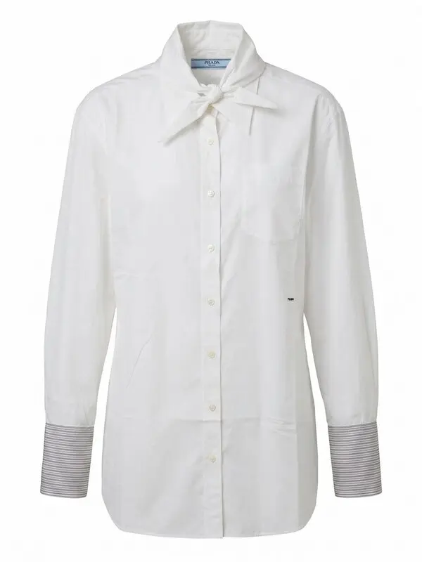 Prada Shirt With Striped Cuff Detail - Multicolor