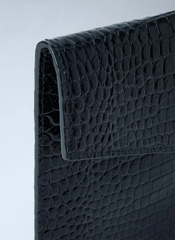 Saint Laurent Uptown Crocodile-embossed Shiny Leather Pouch