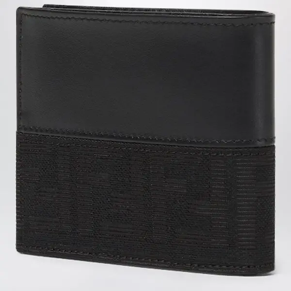 Fendi Ff Zucca Jacquard And Leather Bi-fold Wallet