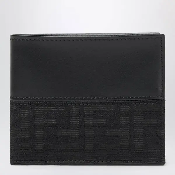Fendi Ff Zucca Jacquard And Leather Bi-fold Wallet - Black