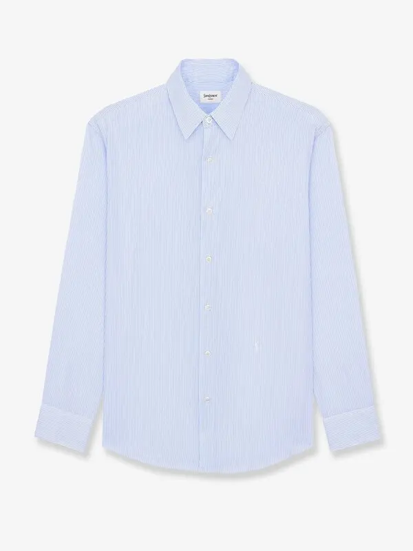Saint Laurent Cassandre Cotton Shirt With Striped Pattern