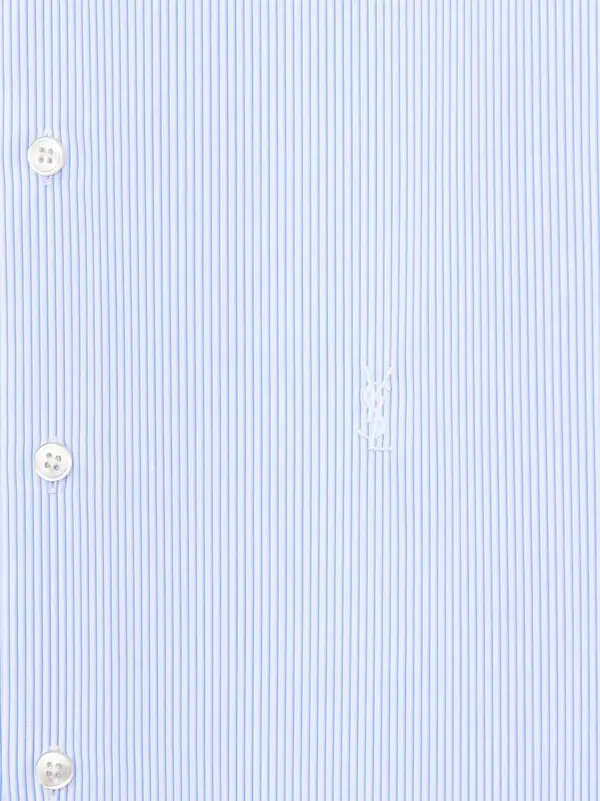 Saint Laurent Cassandre Cotton Shirt With Striped Pattern