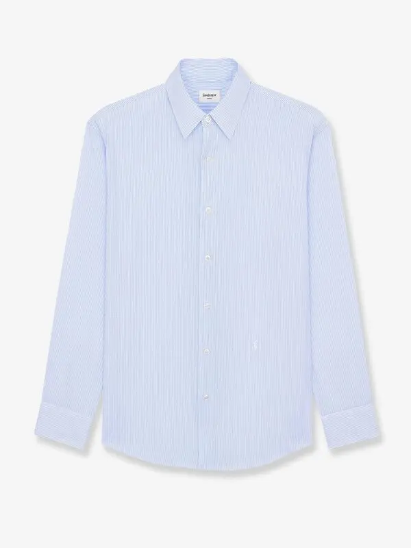 Saint Laurent Cassandre Cotton Shirt With Striped Pattern - Multicolor