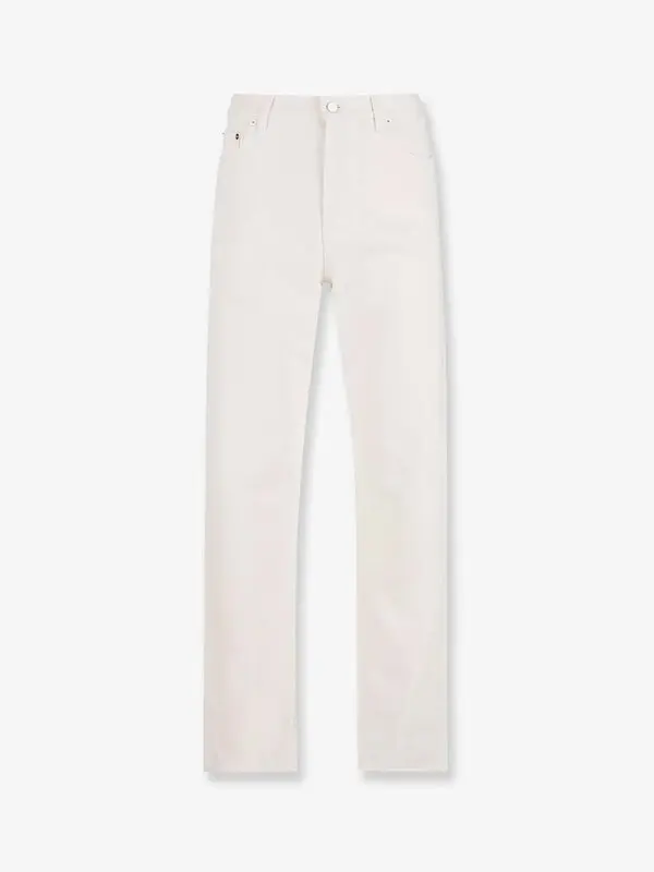 Gucci Denim Trousers With Metal Horsebit Detail - White