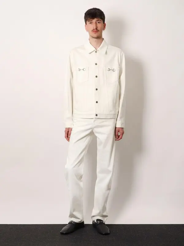 Gucci Denim Trousers With Metal Horsebit Detail - White