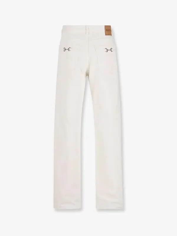 Gucci Denim Trousers With Metal Horsebit Detail - White