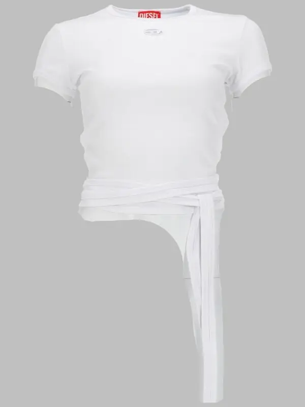 DIESEL® T-shirt A Costine Con Lacci - White