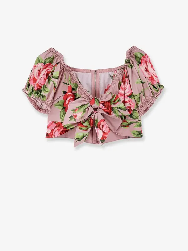 Dolce & Gabbana Cotton Top With Iconic Print - Multicolor