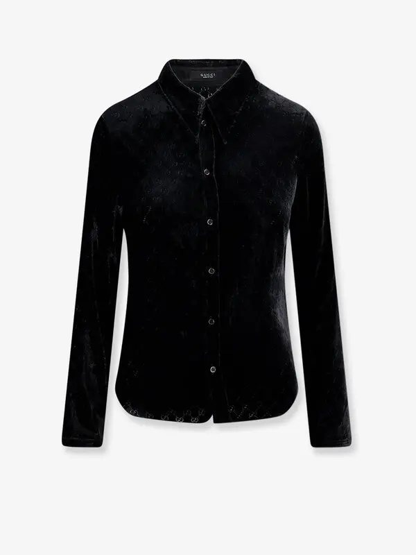 Gucci Stretch Gg Devore Velvet Shirt - Black