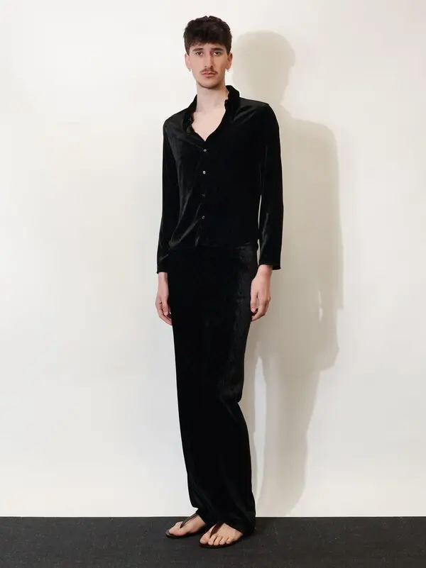 Gucci Stretch Gg Devore Velvet Shirt - Black