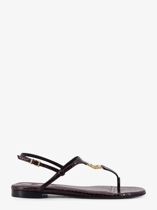 Fendi Fold Leather Sandals With Reptile Effect - Multicolor