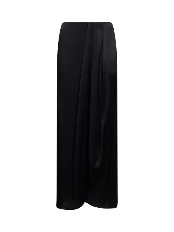 MAISON MARGIELA Black Satin Draped Maxi Skirt - Multicolor