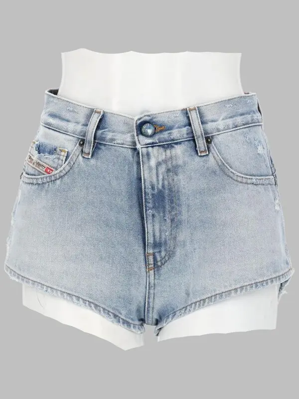 DIESEL® Frayed Hem Denim Shorts - Blue