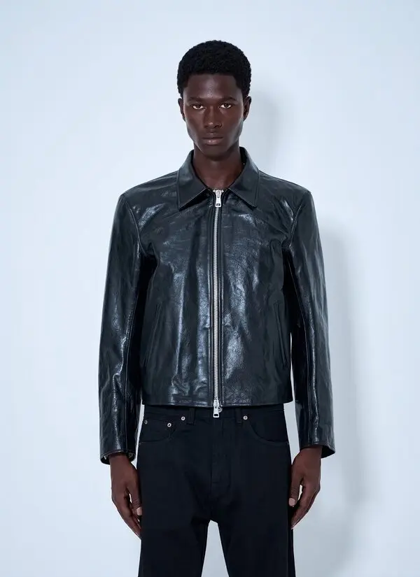 Our Legacy Leather Zip Up Jacket - Black