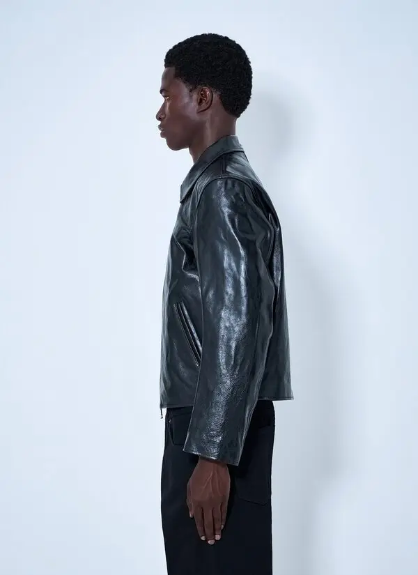 Our Legacy Leather Zip Up Jacket - Black