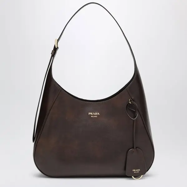 Prada Boogie Medium Leather Hobo Bag - Brown