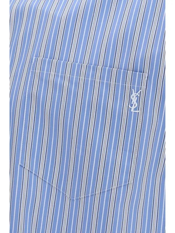 Saint Laurent Cassandre Striped Cotton Shirt
