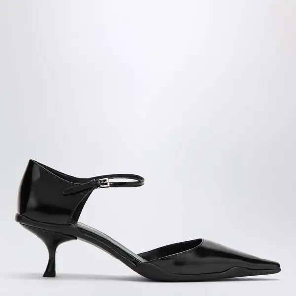 Prada Brushed Leather Side-open Pumps - Black