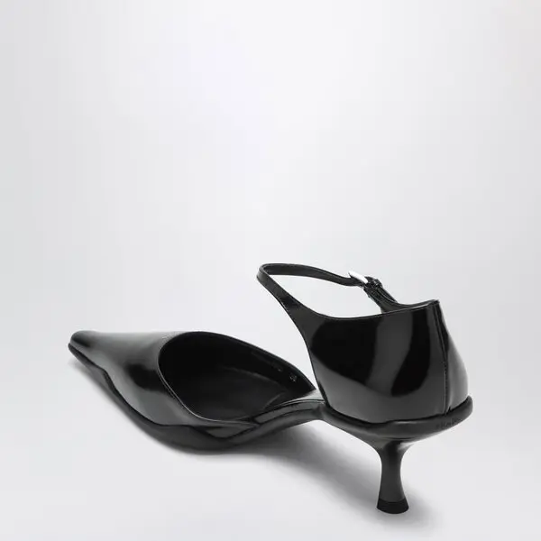 Prada Brushed Leather Side-open Pumps - Black