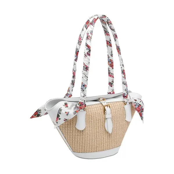 Dolce & Gabbana Capri Raffia Shoulder Bag - Cream