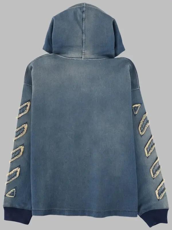 Off-White Denim Hoodie With Diag Details