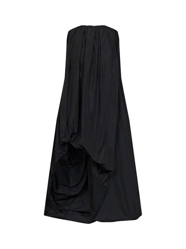JIL SANDER Black Technical Faille Asymmetric Midi Dress