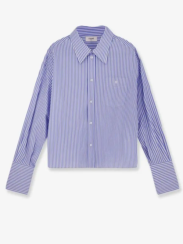 Celine Cropped Striped Cotton Shirt - Multicolor