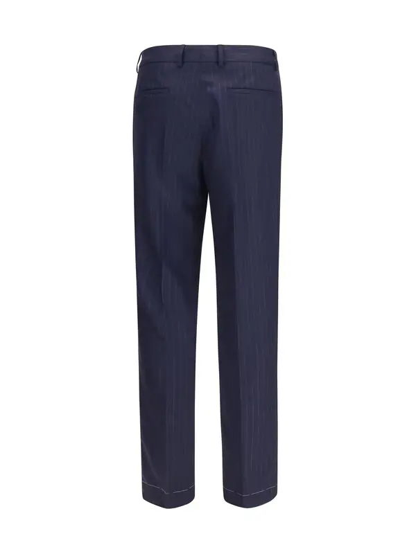 Brunello Cucinelli Virgin Wool Pinstriped Pants - Blue