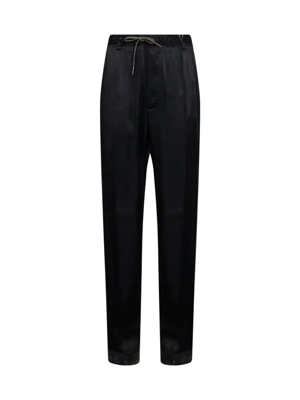 MAISON MARGIELA Black Satin Drawstring Trousers